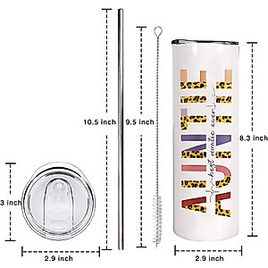 Ceovfoi Aunt Tumbler with Lid and Straw, Best Auntie Ever Gift, 20 oz Aunt Stainless Steel Insulated Tumbler, To My Aunt Coffee Mug from Niece, Birthday/Mother's Day/Christmas Gifts for Auntie