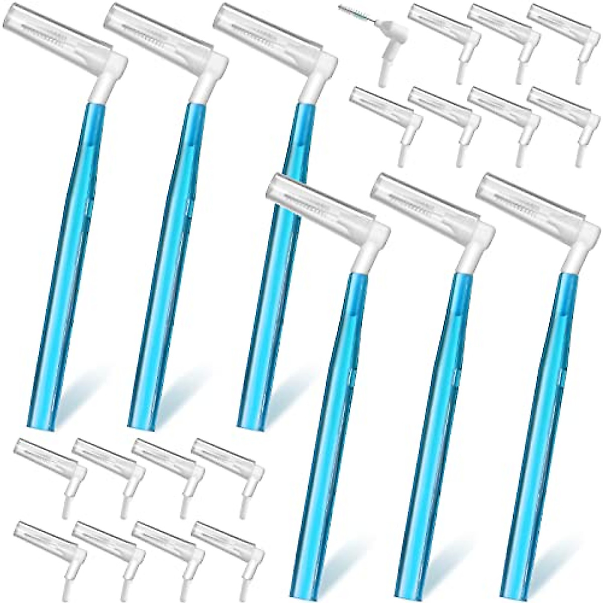 Jutom 100 Pcs Interdental Brush Tooth Floss Brush for Teeth Toothpick with Refill Heads Micro Tight Dental Picks for Teeth Cleaning Disposable Toothbrush Flossing Oral Braces Toothbrush (Blue)