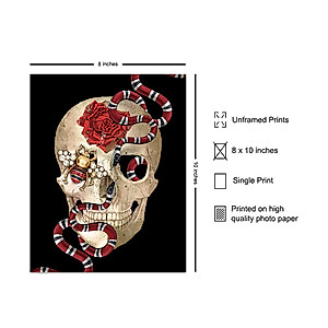 Poster of Wall Art - Gothic Skull Wall Decor - Snake Picture - Glam Print for Room or Home Decoration - Fashion Design - Designer Gifts for Women, Wife, Her, Teens, Girls - Glamour Couture