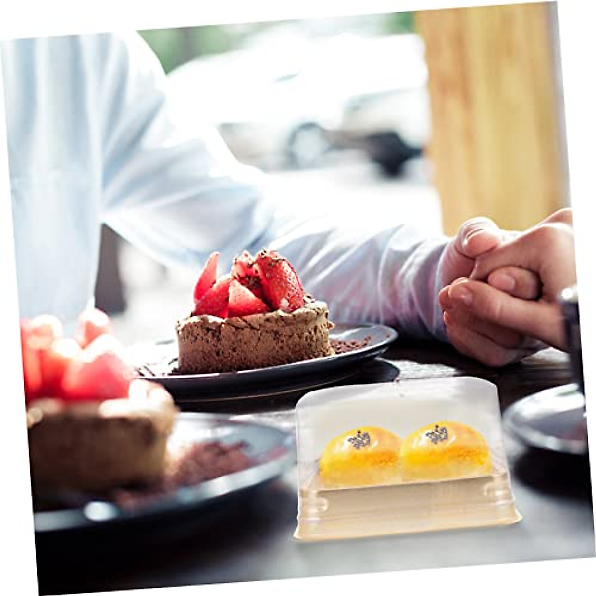 Yardenfun 100pcs Packing Cake Box Clear Plastic Gift Box Favor Boxes for Wedding Mini Cake Stand Mooncake Packaging Box Mini Cake Carrier Clear Plastic Mini Cupcake Plastic Baking Boxes Yolk
