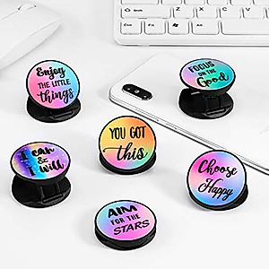 6 Pieces Foldable Expanding Stand Holder Inspirational Quote Phone Grip Socket Holder Finger Stand Holder Kickstand Grip for Smartphone and Tablets