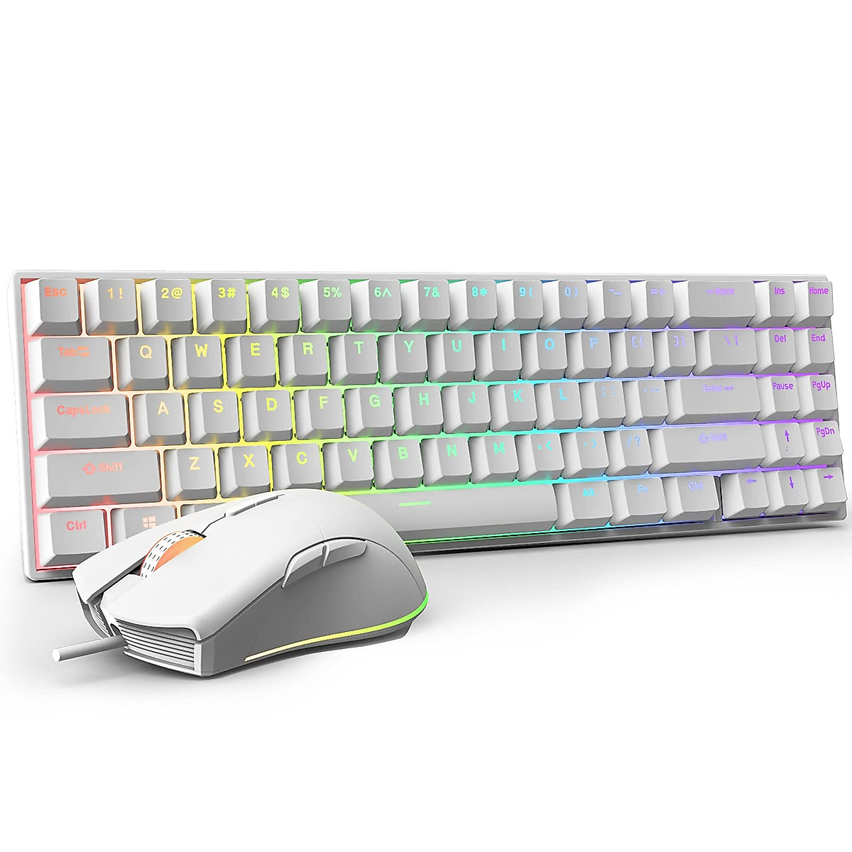 RK ROYAL KLUDGE RK71 Wireless/Wired Mechanical Keyboard and 7200 DPI Gaming Mouse, 71 Keys RGB Red Switch Hot Swappable Compact Gaming Keyboard for Win/Mac