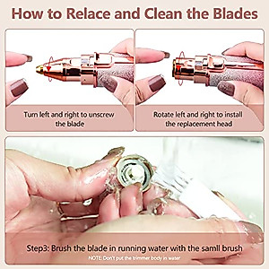 Women's Facial Eyebrow Trimmer, CkeyiN 2 in 1 USB Rechargeable Painless-Precision Eyebrow Remover Eyebrow Razor Tool with Built-in LED Light Facial Trimmer for Nose, Lips, Body