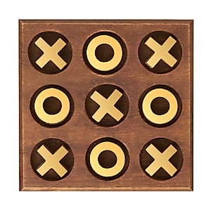 Asiatic Craft 5x5 Wood Tic Tac Toe Noughts and Crosses Board Game XOXO Family Kids Adults Game Play on Coffee Table and Living Guest Room Decor Travel Game for Fun Indoor Brain Teaser