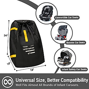 ProFaster Car Seat Travel Bag Backpack for Air Travel - Karfast Universal Infant Carseat Gate Check Bag Cover for Airplane, Foldable with Pouch, Yellow