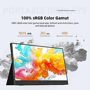 PONKLOIE 15.6" FHD 1080P Portable Gaming/Office Monitor, 178 Viewing Angle, 1.8 lbs, USB-C/HDMI, Freesync, Wall Mountable, Black