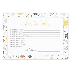 50 Sheets Baby Shower Well Wishes Party Games - for Boy or Girl Unisex Gender Neutral - for 50 Guest Activities Supplies - 5 x 7 Inches