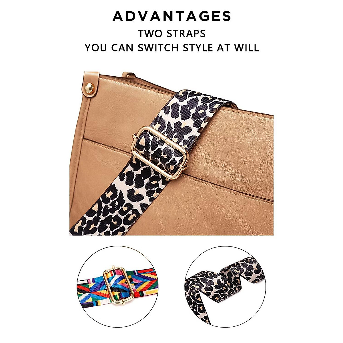 AUYOCO Vegan Leather Crossbody Bags for Women, Crossbody Purse with 2 Guitar Straps Zipped Pockets Handbag Shoulder Bag