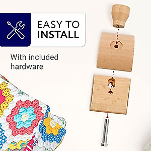 [6 Pack] Quilt Wall Hangers to Showcase Your Work – Extra Wide Strong Grip Tapestry Hangers for Walls – Easy to Install Quilt Hanger Clips with Hardware Included – Stylish Wooden Tapestry Hanger