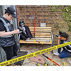 Kobe1 Crime Scene Kit:Crime Scene Barrier Tape,Do Not Enter (20Feetx1),Evidence Collection Bags (x2),Photo Evidence Markers, Frames(Cards:1 to 10),(7cm x 4cm Folded)