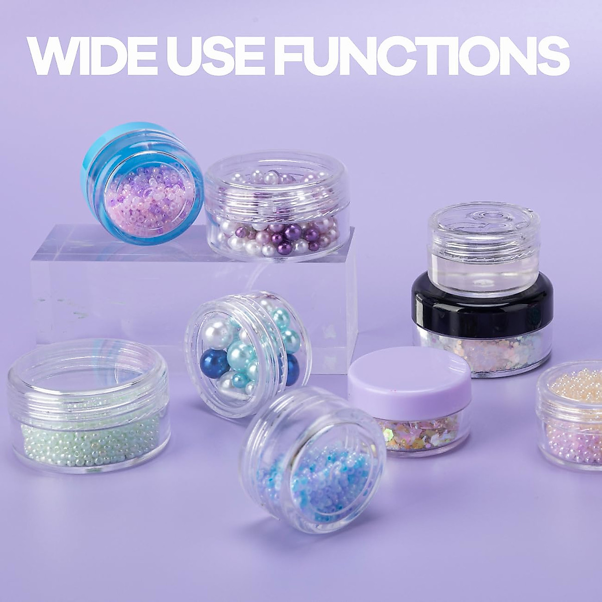 10 Gram 20 Count Sample Containers, Small Plastic Containers with Lids, Empty Sample Jars with Labels and Mini Disposable Spatulas(Black Lid)