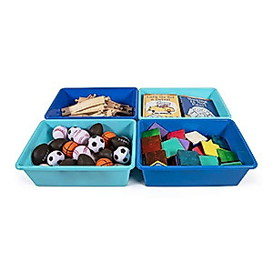 Humble Crew Large Plastic Storage Bins, Set of 4, Navy/Teal