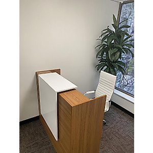 UGOS ICN 53" Modern Reception Desk, Multifunctional Modern,Transaction Countertop, Laminate Desktop, Standing Front Table for Office, Home, School, Salon, Spa - Teak and White