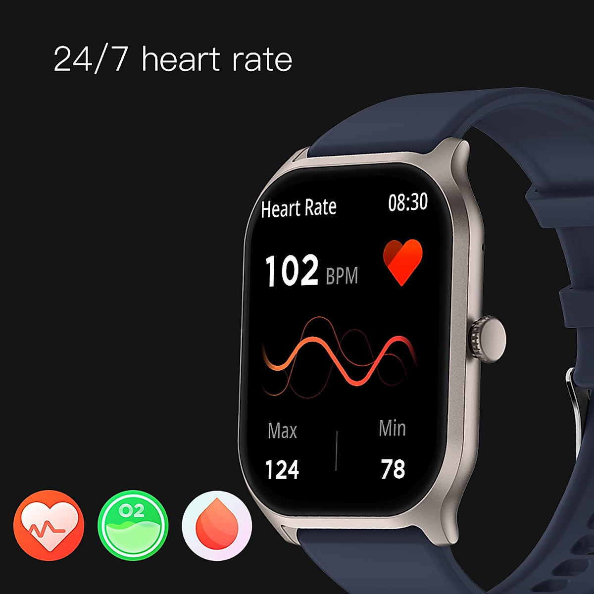 Loluka Smart Watch for Men 2.01" HD Screen Smartwatch Make Phone Calls Message Reminder 100+ Sport Modes Heart Rate Fitness Watch iOS Android Step Calorie Counter Custom Dial