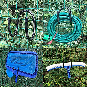 2/PK Pool Tool and Garage Tool Organizer - Wall Mounted or Mount to the fence, Adjustable Storage Utility Hooks, for Store Garden Tools, Poles, Brushes, Nets, Vacuum Heads,Leaf Rakes, Skimmers, Hoses, Shovel