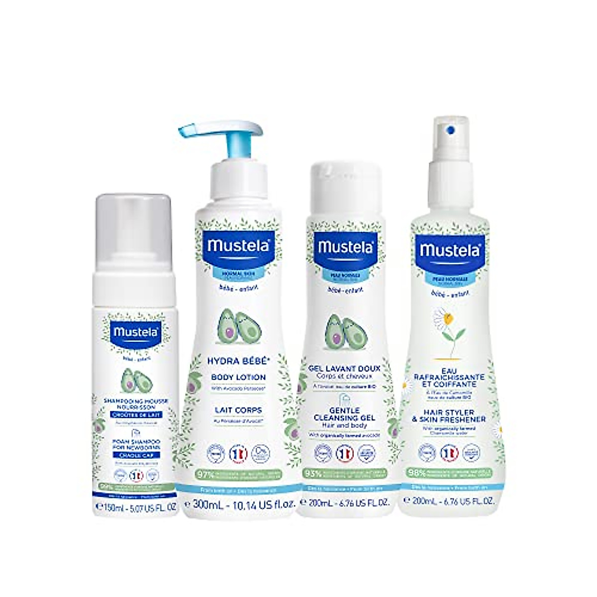 Mustela Welcome Baby Gift Set - Clean & Gentle Skincare & Bath Time Essentials for Baby's Delicate Skin - Natural & Plant Based - 4 Items Set
