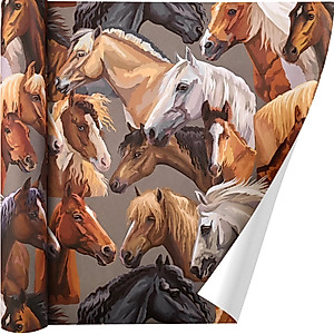 12 Sheets Horse Wrapping Paper Western Cowboy Gift Wrap Paper Redeo Gift Wrap Paper for Birthday Party Baby Shower DIY Craft, 19.7 × 27.6 Inch