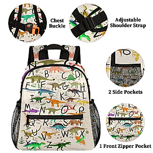 Cute Alphabet Dinosaur Toddler Backpack for Kids Boys Girls Childish Dino Kid's Backpack Preschool School Children Bag Bookbag Nursery Junior Primary Student Travel Bag Schoolbag for Junior Primary