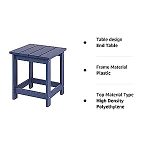 LZRS Adirondack Square Side Table, Pool Composite Patio Table,HDPE End Tables for Backyard,Pool, Indoor Companion, Easy Maintenance & Weather Resistant(Navy Blue)