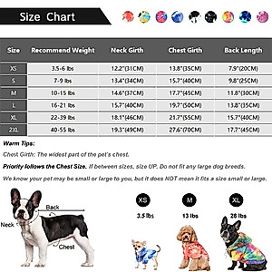 Mklhgty Tie Dye Dog Clothes Hoodie, Pet Winter Coat, Puppy Sweatshirts for Small Dogs Boy Girl