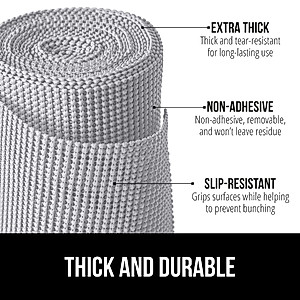 Gorilla Grip Drawer Liner and Mattress Gripper, Drawer Liner Size 12 in x 20 FT in Light Gray, Non Adhesive, Mattress Gripper Size Queen, Slip Resistant, Easy Trim, 2 Item Bundle