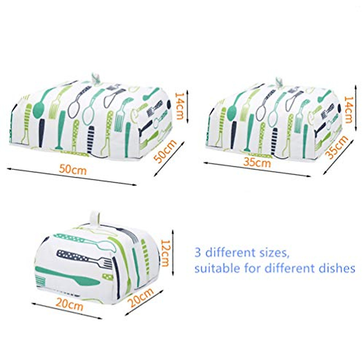 Pack-of-4 Insulated Food Cover Foldable Thermal Food Covers Aluminum Foil Keep Food Warm, Keep Bugs and Dust Isolated, Waterproof Coat, 3 Sizes: 50cm,35cm,20cm