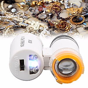 Portable 60 X Clearer Imaging Wide Irradiation Range Microscope with Money Detect Function[White], Handheld Mini LED Illuminated Microscope, Magnifying Glass Microscope Pocket Microscope Mini Mic