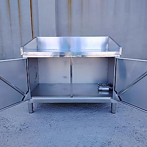 Multifunctional Workbench Stainless Steel Storage Cabinet Preparation Table Large Storage Space Heightened Enclosure Commercial All-in-one Storage Cabinet Kitchen Metal Table