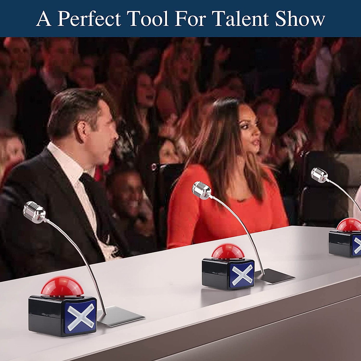 BEAN LIEVE Game Buzzers with Sound - 2 Pack Buzzer Button with Lights, Game Show Buzzers for Family, Quiz Game Buttons Perfect for Game Night & Trivia Club & Classroom (Black)