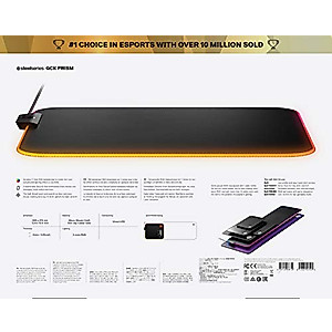 SteelSeries QcK Prism Cloth - Gaming Mouse Pad - 2 zones RGB lighting - Medium size
