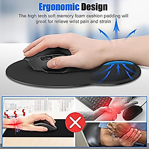 Ergonomic Wireless Keyboard and Mouse, 2.4G Rechargeable Full Size Keyboard Mouse Set with Wrist Support Mouse Pad , Multi-Device, Windows/Mac/Android(Black)