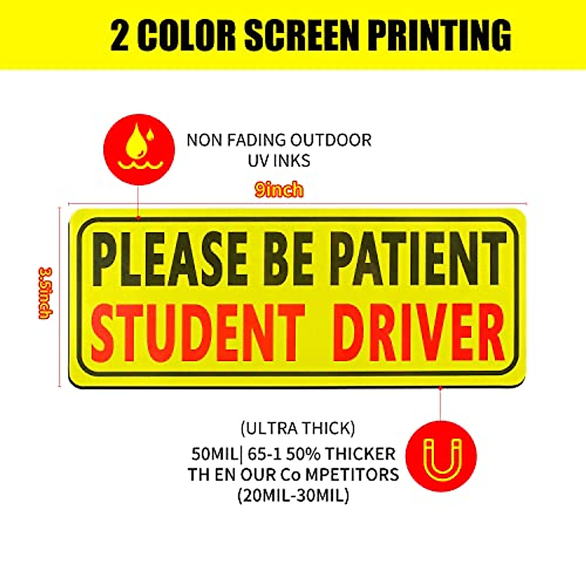4-Pack New Student Driver Magnet for Car,Please be Patient Student Driver Magnet,Magnetic Reflective Rookie Driver Bumper Sticker (B)