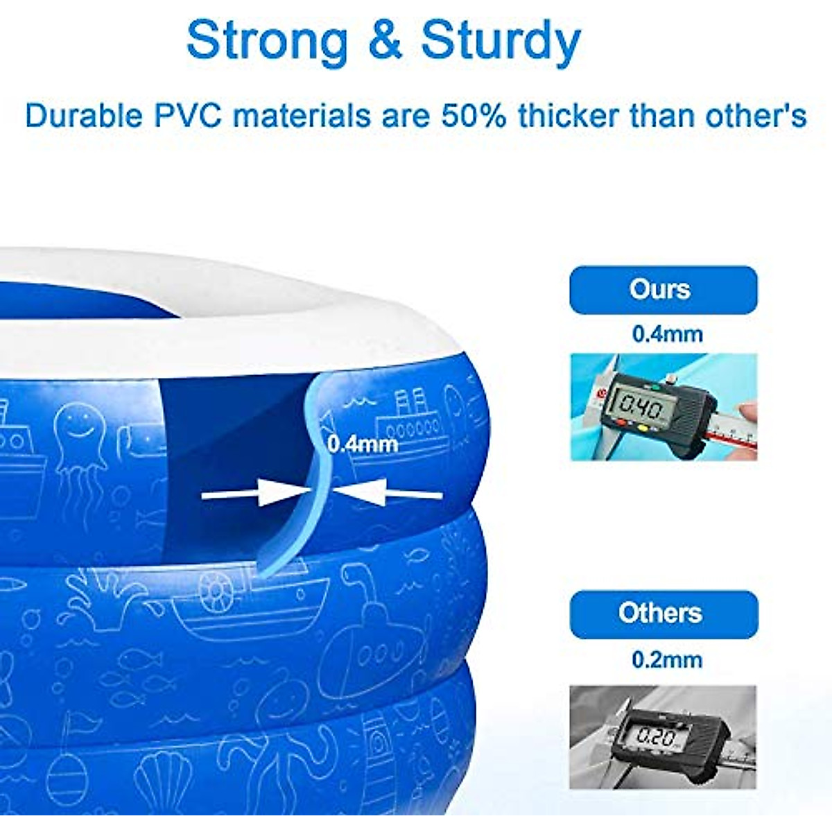 Inflatable Pool, Swimming Pool for Kids and Adults, Family Inflatable Pool for Kids, Toddlers, Adults, Outdoor, Garden, Backyard, Summer Water Party