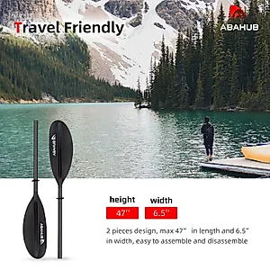 Abahub 1 x Carbon Kayak Paddles, 90.5 Inches Kayaking Oars for Boating, Canoeing with Extra Paddle Leash, Carbon Fiber Shaft Black Plastic Blades