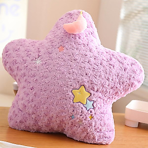 Ukadou Lovely Star Plush Throw Pillow Super Soft Star Shaped Pillow Decorative Stuffed Plush Pillow Cushion Fluffy Nursery Pillow for Livingroom Playroom Bedroom Reading Nook Decor (Purple)