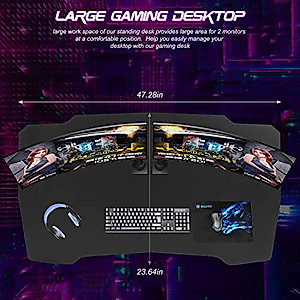 BestOffice 35"/39"/47" Computer Desk Z Shaped Workstation Ergonomic Table with Headphone Hook for Game Players (Red, 47 in)