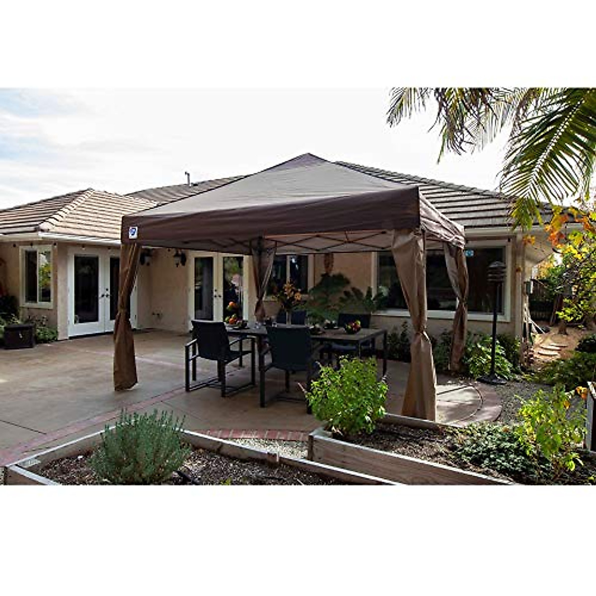 Z-Shade 12 x 12 Foot Lawn, Garden, and Outdoor Event Portable Canopy Tent with Stylish Skirts, Rolling Bag, and Reliable Stake Kit, Tan