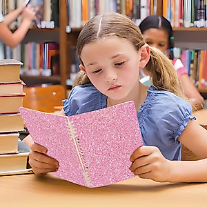 Coikll Pink Glitter Texture Spiral Notebook Detachable Ruled Wirebound Paper Durable Spiral Binding Note Book for Work, Writing, Journaling-60 Sheets