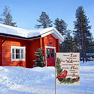 Furiaz Those We Love Don't Go Away Cardinal Red Bird Small Decorative Winter Garden Flag, Quote Yard Pincone Tree Branches Home Outside Decoration, Christmas Farmhouse Outdoor Decor 12x18