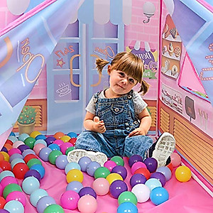 Anyshock Playhouses Kids Outdoor and Indoor Castle Tent Toys with Carrying Case for Over 3 Years Old Children - Pink Candy Princess Tent