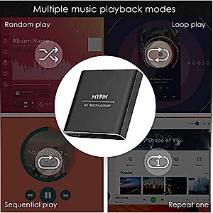 4K Media Player with AV Cable, Digital MP4 Player for 8TB HDD/USB Drive/TF Card/H.265 MP4 PPT MKV AVI Support HDMI/AV/Optical Out and USB Mouse/Keyboard-HDMI up to 7.1 Surround Sound