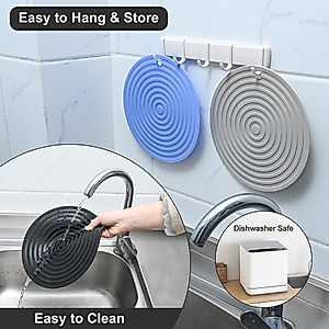 Viwehots Silicone Trivets Mats for Pots and Pans, Heat Resistant Pot Holders, Flexible Hot Pads for Kitchen Table, Non Slip Mats, Dia11.81 and 9.45 Inches Big Round Microwave Mats Pack 3 Teal