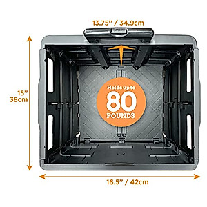 Inspired Living Collapsible Ultra-Slim Pack-N-Roll, 2 Wheel Utility Cart , With Telescopic Handle - Super Strong up to 80 Lbs Load Capacity, Black