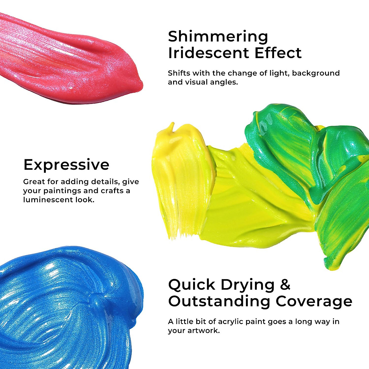 Artme Iridescent Acrylic Paint Set, 20 Chameleon Colors in 2 oz/60ml Bottles, Color-shifting Acrylic Paint, Color Change Paint Perfect for Artists, Beginners on Canvas, Rocks, Wood, Fabric, Ceramic