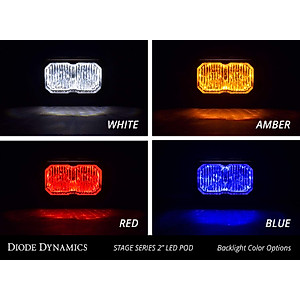 Diode Dynamics Stage Series 2in SAE White Sport Flush Mount LED Pod (pair), SAE Fog w/Amber Backlight