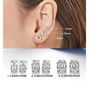 MomentWish Stud Earrings for Women with Christmas Gift Bag, 2Carat Simulated Moissanite Earrings 925 Sterling Silver Solitaire Earrings, Christmas Anniversary Holiday Gifts for Her