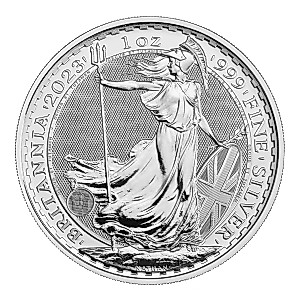 2023-1 oz British Silver Britannia Coin Brilliant - Queen Elizabeth II on Obverse Pound Seller Uncirculated