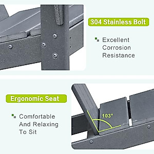ATR ART TO REAL Adirondack Chair, Weather Resistant Fire Pit Chairs Plastic Outdoor Chairs for Patio Garden, Backyard, Lawn(Grey)
