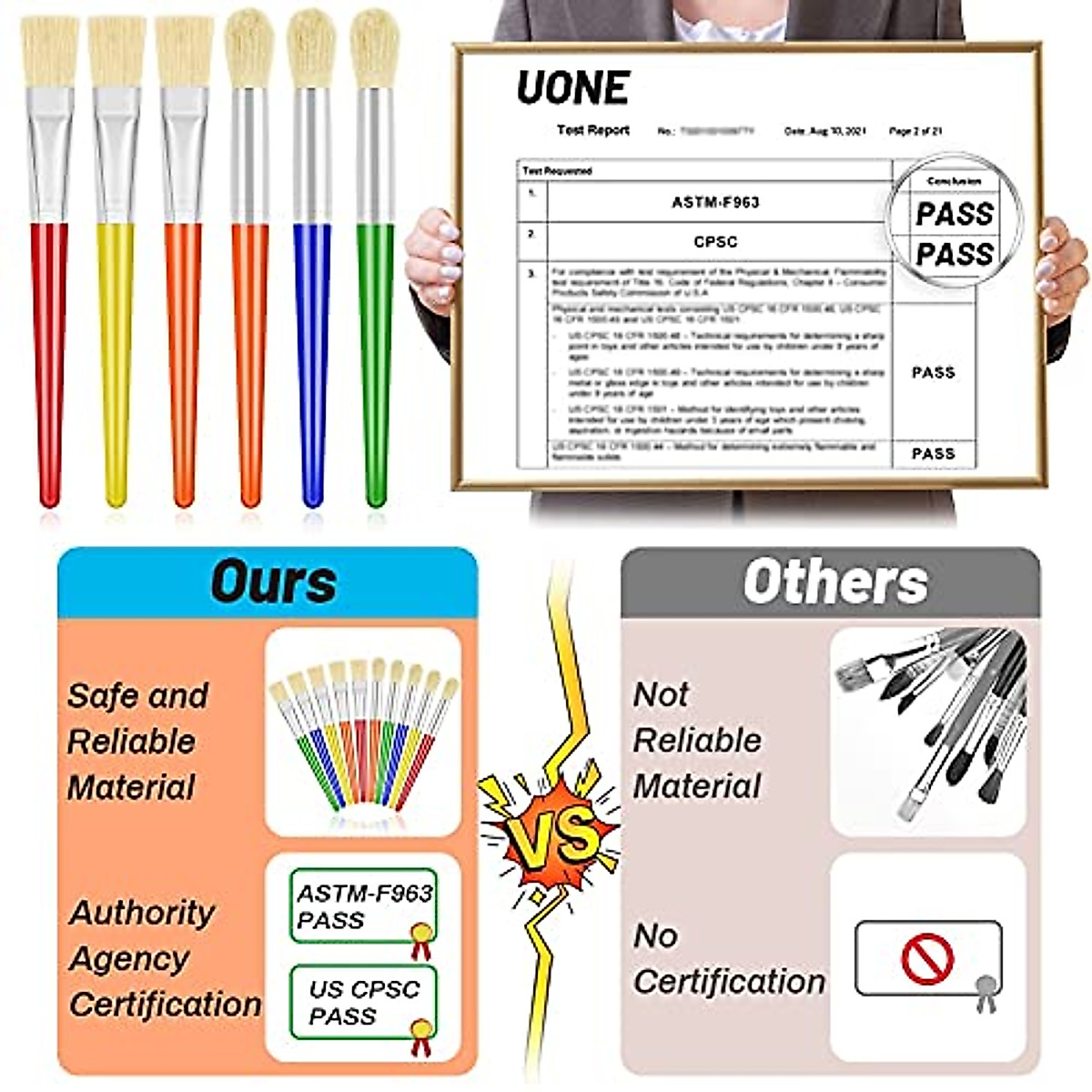 10Pcs Paint Brushes for Kids, Anezus Kids Paint Brushes Toddler Large Chubby Paint Brushes Round and Flat Preschool Paint Brushes for Washable Paint Acrylic Paint