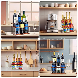 SHILFID Coffee Syrup Organizer Rack,2-Tier Coffee Syrup Stand Holder for Coffee Station Countertop,6 Bottles Storage Display Shelves for Wine, Dressing Cocktail in Coffee Bar